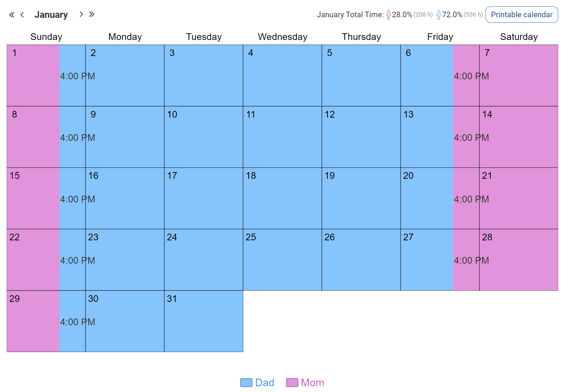 Sample Parenting Time Schedules 7 Examples With Pictures 